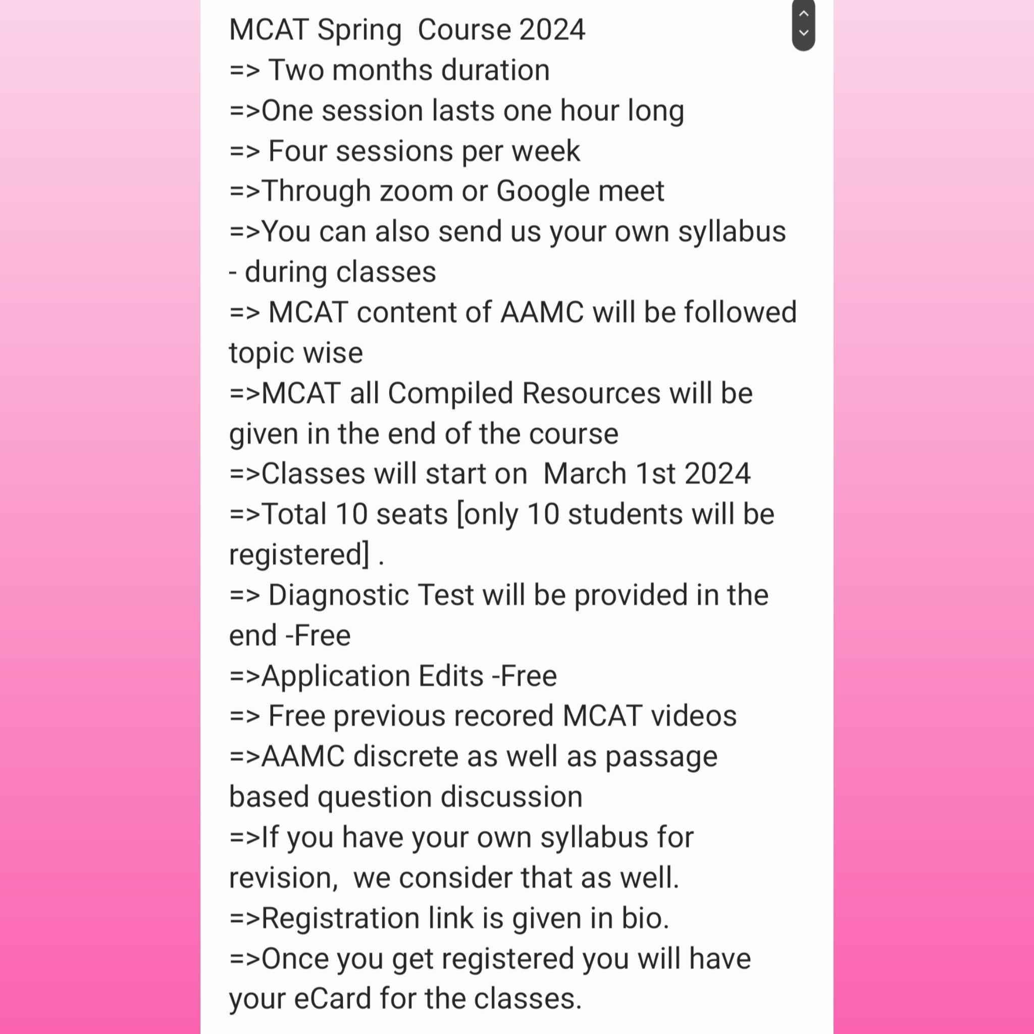 MCAT SPRING COURSE 2024 [One -On - One Tutoring Sessions] – MCAT PROMAX
